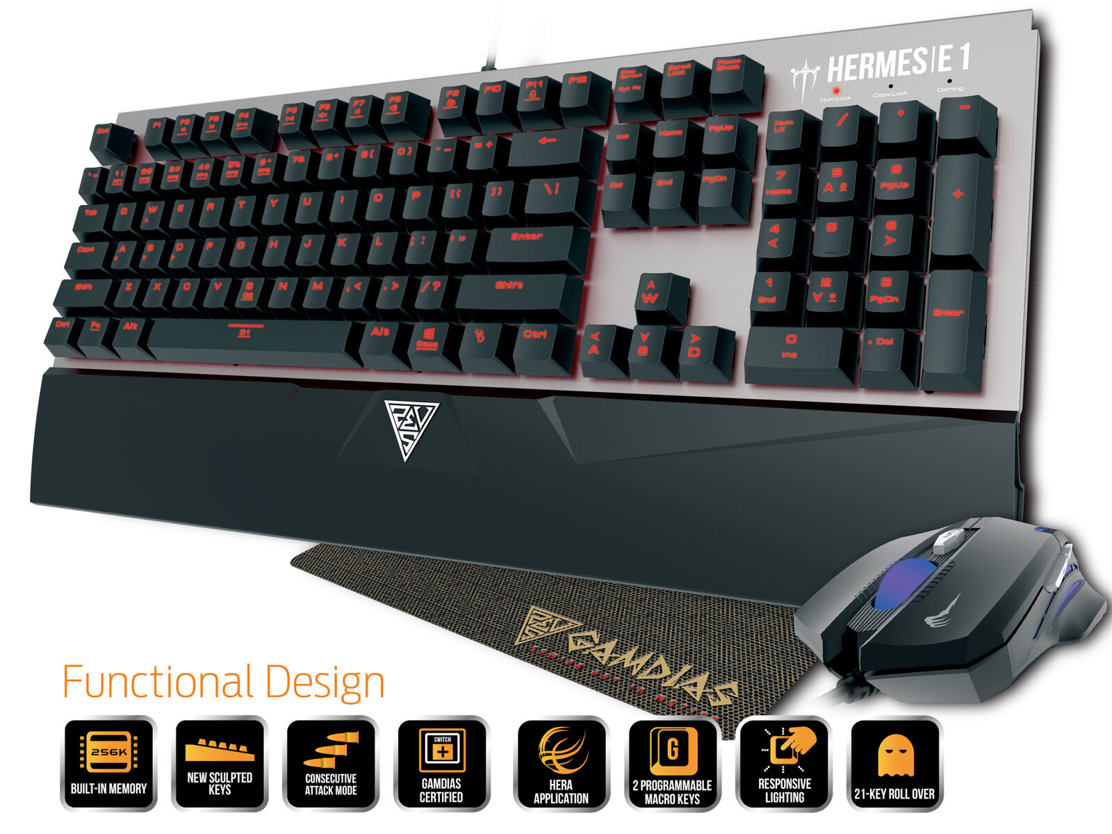 Gamdias HERMES E1 mechanical keyboard and DEMETER E2 Mouse - Shiny Hardware