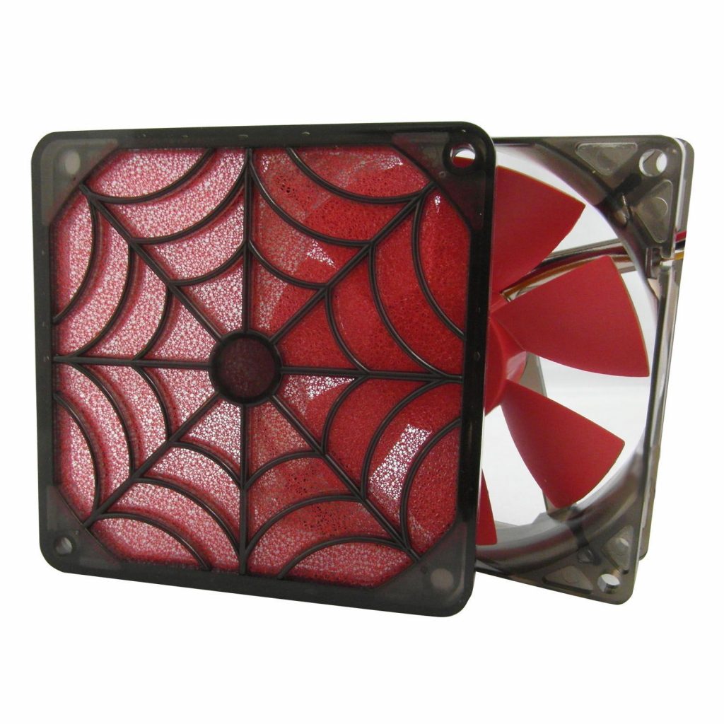Evercool Spider Filter Red Blade 92mm Fan Filter - Shiny Hardware