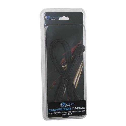 Powercool 45cm 4-Pin Male to 4-Pin Female ATX 4-Pin Extension Braided ...