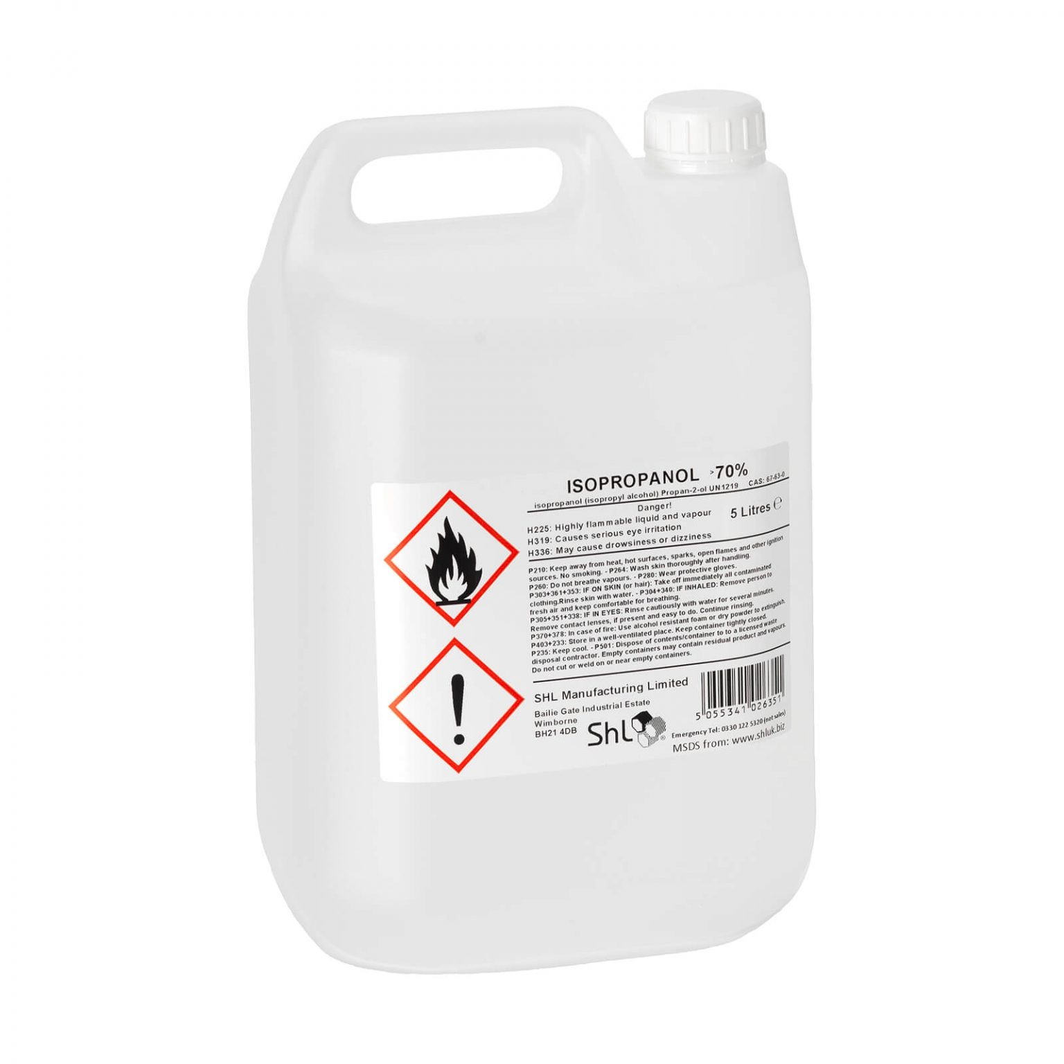 SHL 5 litre ISOPROPANOL IPA Isopropyl Alcohol 70% Pure - Shiny Hardware